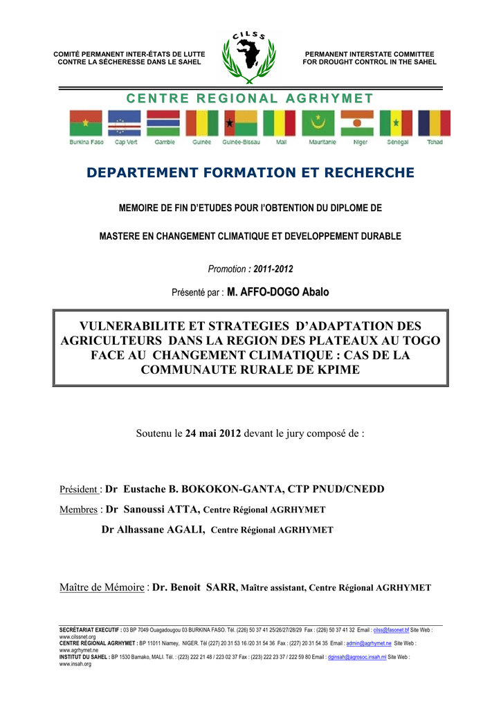 Évaluation du changement climatique en Afrique de l - Agrhymet